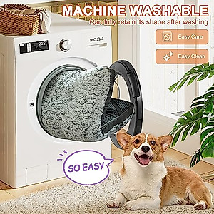 POCBLUE Deluxe Washable Dog Bed for Large Dogs Dog Crate Mat 36 Inch Comfy Fluffy Kennel Pad Anti-Slip for Dogs Up to 70 lbs, 36" x 23", Grey