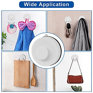 YuGtcen Suction Cup Hooks for Shower, 2pcs Vacuum Shower Hooks for Inside Shower Waterproof Removable Suction Hooks for Bathroom Wall Glass Tile Kitchen Mirror, to Hang Towel Loofah Bathrobe (White)