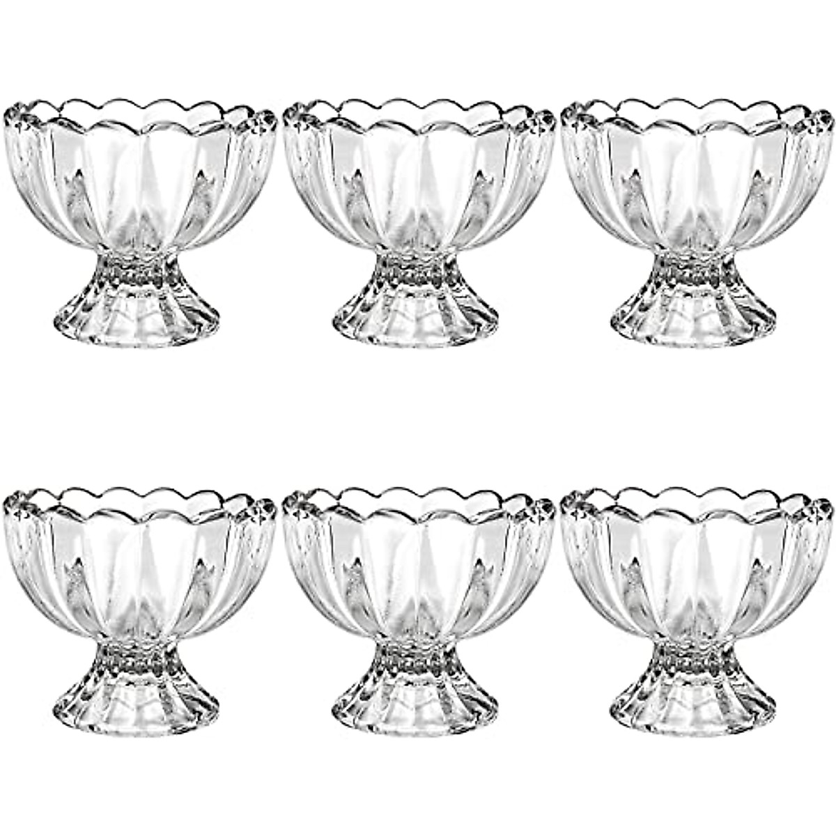 Lawei 6 Pack Glass Dessert Bowls - 5 Oz Glass Ice Cream Cups Mini Trifle Footed Dessert Bowls for Dessert, Sundae, Ice Cream, Salad, Cocktail, Condiment, Trifle