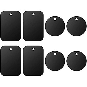 DSTELIN Universal Metal Plate 8 Pack for Magnetic Phone Car Mount Holder Cradle with Adhesive (Compatible with Magnetic Mounts) - 4 Rectangle and 4 Round, Black