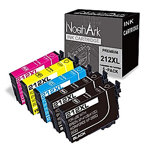 NoahArk 5 Packs 212XL Remanufactured Ink Cartridges Replacement for Epson 212 T212XL High Yield for Workforce WF-2830 WF-2850 Expression Home XP-4100 XP-4105 Printer (Black Cyan Magenta Yellow)