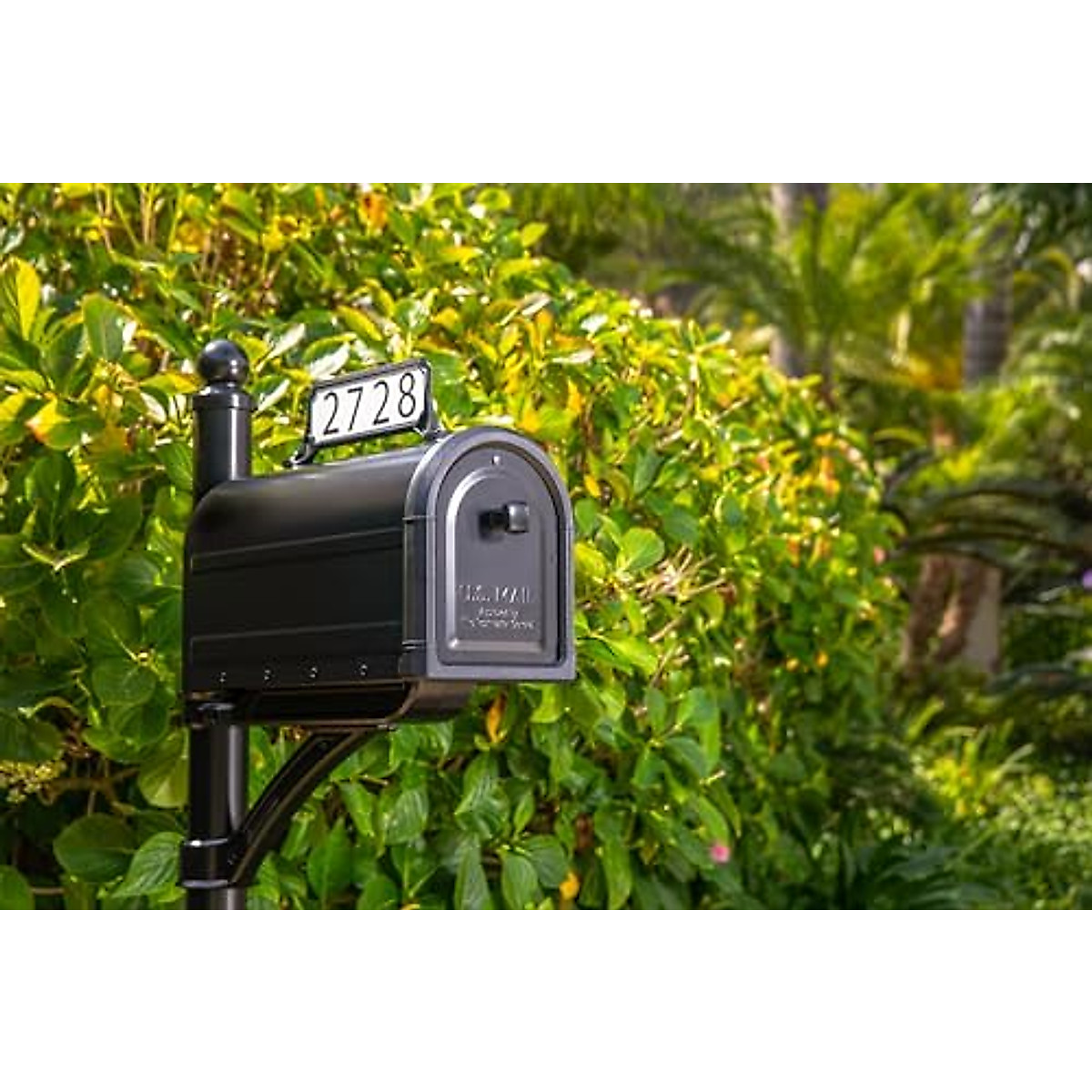 Architectural Mailboxes Roxbury Galvanized Steel Post Mount Mailbox, Compatibility Code F, 7900-5B-R, Black, Large Capacity
