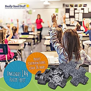 Really Good Stuff Fuzzy Feet Chair Glides - Set of 24 - Chair Leg Floor Protectors for Classroom Use
