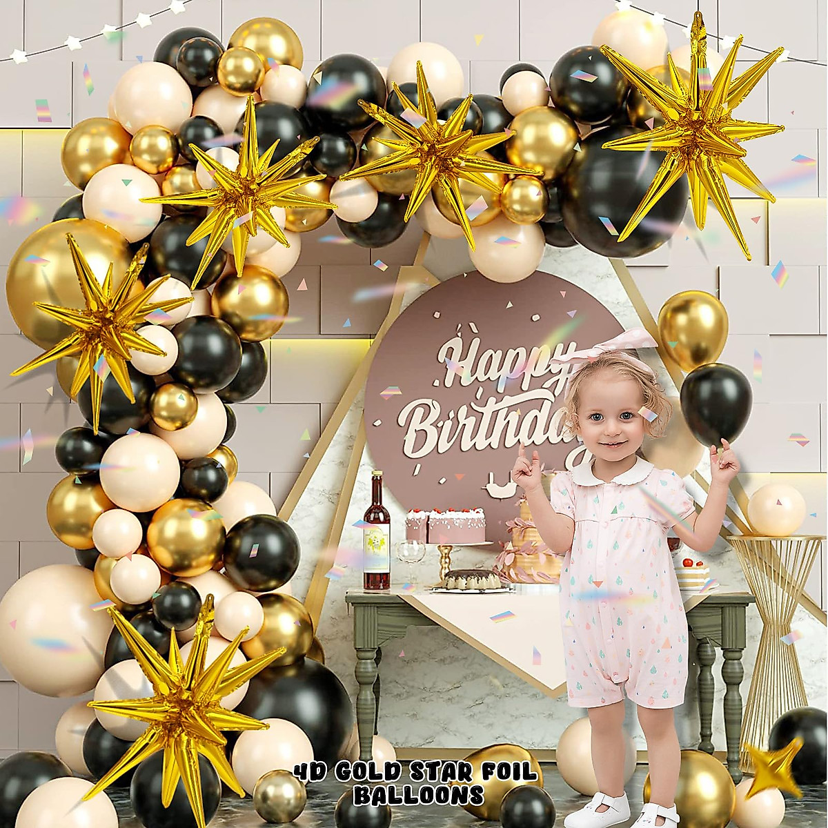 9 Pcs Gold Star Foil Balloons, Huge 4D Explosion Star Aluminum Foil Mylar Balloons, 22 inch Gold star Balloon for Birthday, Baby shower, Wedding, Graduation Decorations Supplies