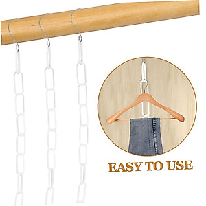 BUGUUYO 4pcs Clothes Hanging Chain Hangers Clothes Rack Clothes Hanger Connector Coat Hanging Chain Clothing Line Chain Link Cloth Plastic Chain for Clothes Hanger Indoor Clothesline White