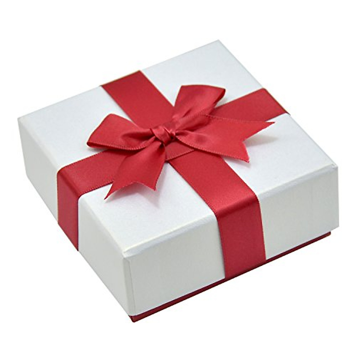 Paialco Jewelry Package Paper Gift Box Red Ribbon Bow-Knot 3 3/4-Inch by 3 3/4-Inch
