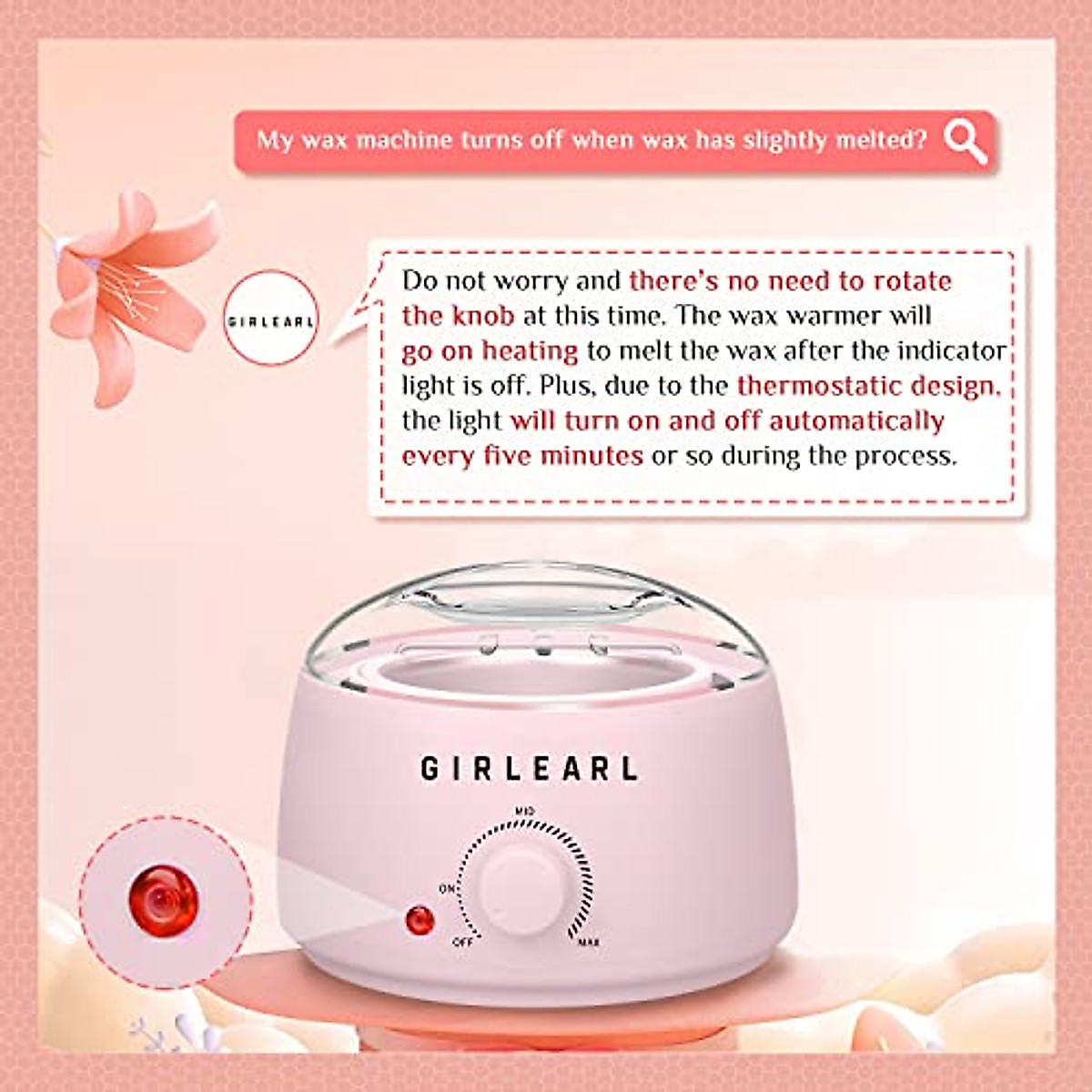 Waxing Kit for Women and Men, GIRLEARLE Wax Warmer Hair Removal at Home with Beads, Multiple Formulas Target Different Types of Sensitive Skin Body, Brazilian Bikini, Eyebrow, Facial