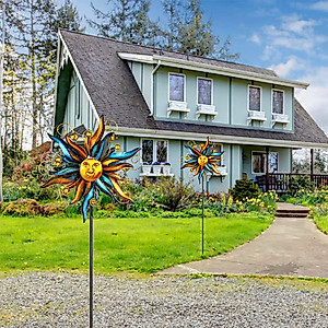 VEWOGARDEN Garden Solar Wind Spinner, Sun Outdoor Metal Wind Sculpture Yard Art Decor for Patio, Lawn & Garden