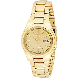 SEIKO Men's SNK610 5 Automatic Gold Dial Gold-Tone Stainless Steel Watch