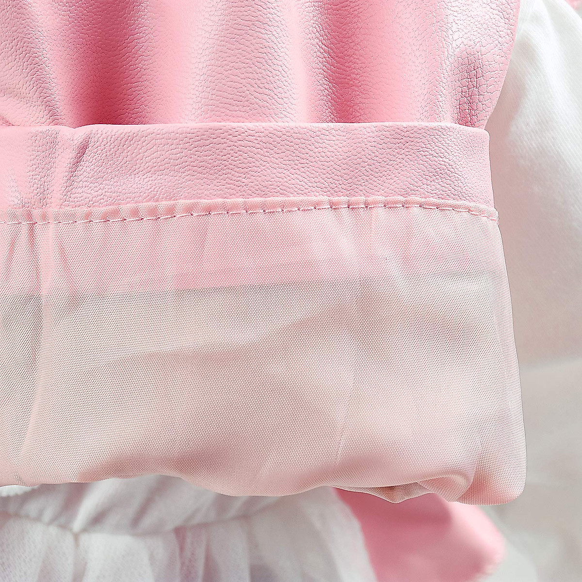 Peacolate 6M-4Y Baby Little Girls 3pcs Outfits Leather Hoodie Jacket Lace T-Shirt Denim Jeans(6-12M,Pink)