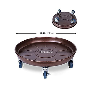 MYBAQ,Plant Tray with Wheels,Plant Caddy with Wheels Heavy Duty,Plant Rollers for Outdoor Plants,Plant Caddy,Plant Roller Base,Brown,Suitable for Homes, Gardens and Public Spaces