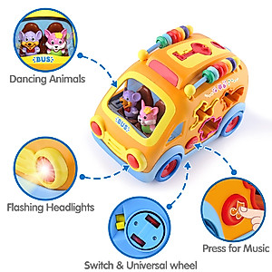 iPlay, iLearn Toddler Music Bus Toy, Baby Push Go Car for 18 Month, Musical Learning Animal School Bus, Kids Educational Learning Toy, Early Development Birthday Gifts for 2 3 4 Year Old Boys Girls