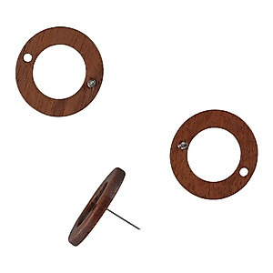 HomeSoGood 20Pcs Wood Earrings Ring Shaped Wooden Earring Posts Stud with Loop for Women DIY Jewelry Making Supplies
