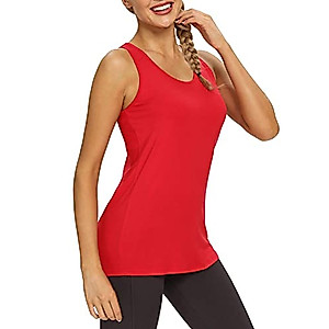 Mippo Womens Workout Tops Athletic Tank Tops Yoga Exercise Shirts Tennis Tops Sports Running Tank Top Racer Back Tanking Top for Women Red M