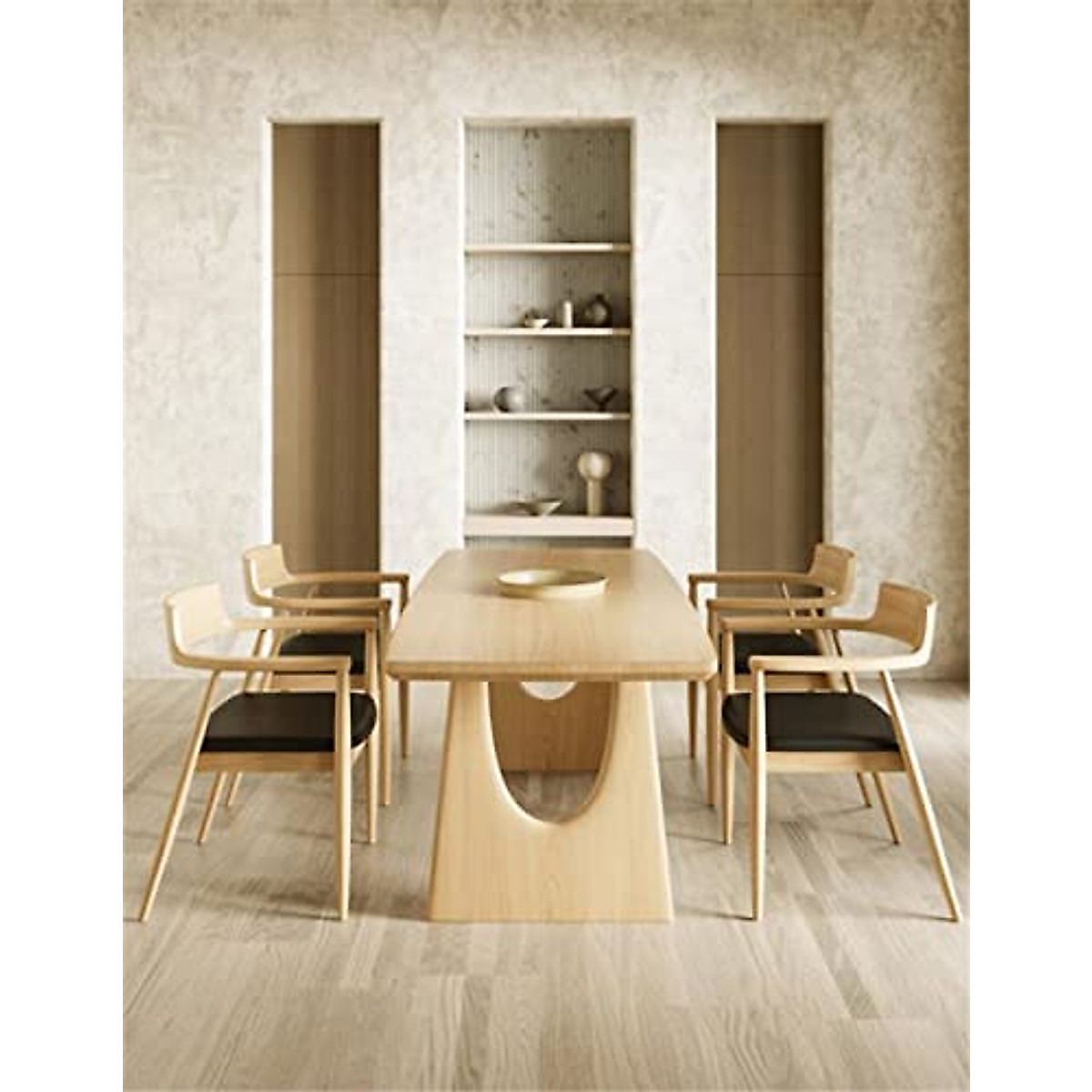 NIUYAO Solid Wood Dining Table Rectangle Modern in Nature with Double Pedestal Table Only for Dining Room Kitchen Leisure Table -71" L x 31.5" W x 29.5" H
