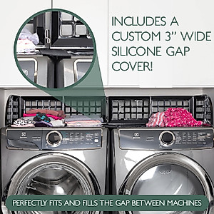 ELTOW Laundry Guard with Silicone Gap Cover, Magnetic Fence for Washer/Dryer to Keep Clothes from Falling Behind, with 8 Strong Magnets, Laundry Room Accessories, Fits Most Washers (Black)