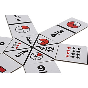 LEARNING ADVANTAGE The Original Fraction Dominoes - 49 Dominoes - Math Manipulative for Kids - Equate, Add and Subtract Fractions