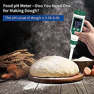 Yewhick Bluetooth Food pH Meter, Digital pH Meter for Food High Accuracy Waterproof Food pH Tester with ATC for Sourdough and Bread Canning, Meat, Cheese, Solid Samples, and Water