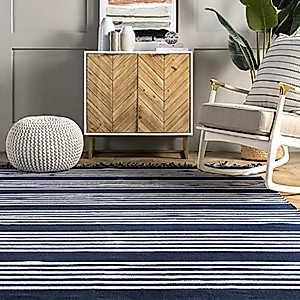 nuLOOM Regency Flatwoven Pinstripes with Tassels Area Rug, 3' x 5', Blue