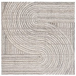 SAFAVIEH South Hampton Collection 6' Square Beige SHA301B Handmade Abstract Wool Area Rug