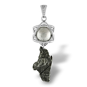 Starborn Sterling Silver Muonionalusta and Campo de Cielo Meteorite Orbit Pendant