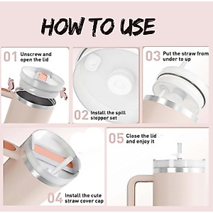 MEDA Tumbler with Lid & Straw 40oz | Leak Proof,Insulated, Reusable Travel Coffee Mug Stainless Steel | Includes Tumbler Accessories Straw Cover + Silicone Boot for Water,Iced Tea,Coffee (Rose, 40oz)