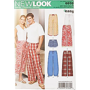 Simplicity U06859A New Look Sewing Misses' and Mens' Pajama Pants and Shorts Sewing Pattern Kit, Code 6859, Sizes XS-XL