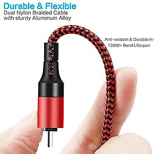 LHJRY 6 in 1 Multi Charging Cable 3Pack 4ft Multiple Charge Cord USB A/C to Phone USB C Micro USB Connector Charging Cord Compatible with Cell Phones Tablets and More - (Red,Black,Blue)