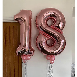 40 Inch Rose Gold 18 Number Balloons Giant 18 Balloons Rose Gold Birthday 18 Balloons 18th Birthday Anniversary Party Decorations Supplies