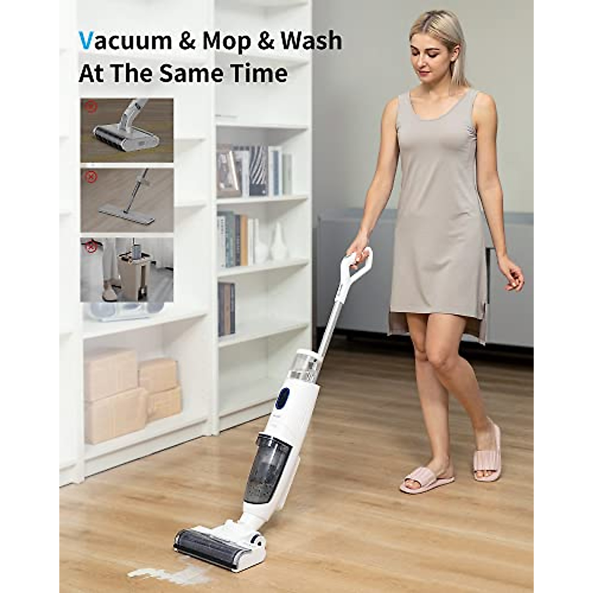 Ecowell WCVP02 Shop Wet Dry Vacuum Cleaner and Mop, 8.6 Pounds, White