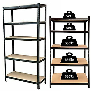 AUTOFU Storage Shelves,5 Tier Adjustable Garage Storage Shelving, 168x75x30cm Heavy Duty Metal Storage Rack Shelf Unit, Multipurpose