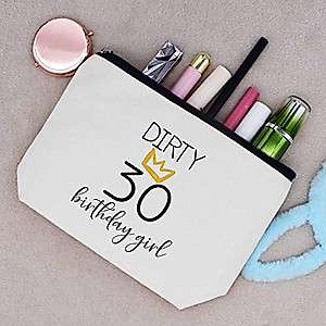 LIBIHUA Dirty 30 Birthday Girl - Funny 30th Birthday Gift for Women,Her,Sister,Daughter,Best Friend,Coworker - Turning Thirty Gift - 30 Years Old Gift - Makeup Bag Cosmetic Bag Travel Pouch Gift