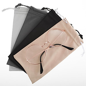 Bremorou 4 Pcs Soft Sunglasses Pouch 6.9 X 3.54inch Microfiber Eyeglass Pouch Glasses Sleeve Pouch Sunglasses Case Bag With Drawstring Gadgets Cleaning & Storage Pouch Cloth Glasses Case