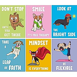 kanru Funny Dog Posters, funny dog wall art, Motivational Posters for Classroom, Office or Home, Inspirational Wall Decor, Dog Wall Décor, Funny Poster (Set of 6, 8.5X11 inch, Unframed)