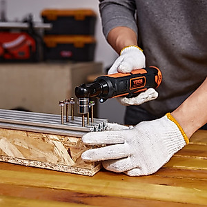 VEVOR 3/8" Cordless Electric Ratchet Wrench Set, 33 Ft-lbs 12V Power Ratchet Tool Kit with 45-Min Fast Charge, 2-Pack 2.0Ah Battery, Built-in LED Light, Variable Speed Trigger, 10 Sockets