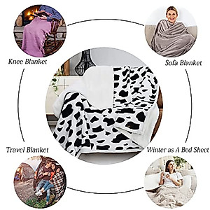 Solaris Cow Print Sherpa Fleece Blanket, Super Soft Warm Cozy Flannel Reversible Throw Blanket for Couch Sofa Bed, 50" x 60"