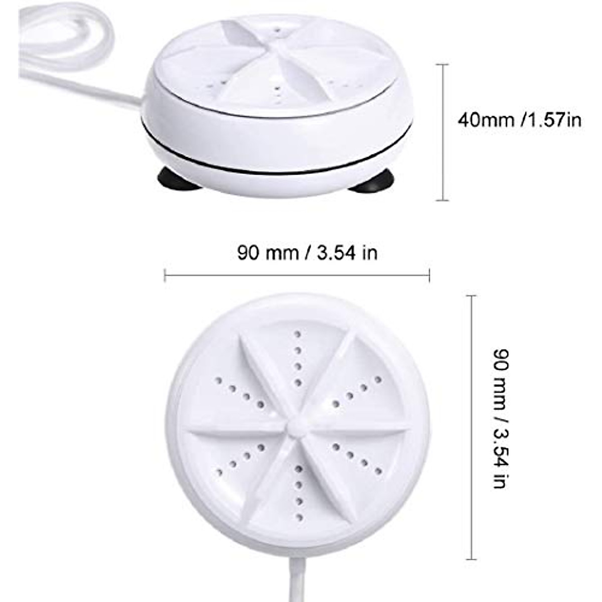 Upgraded Double Turbo Washing Machine Mini Ultrasonic Washing Machine Portable Turbo Rotating Washer USB Washing Device (A:6W CUSTOMED)