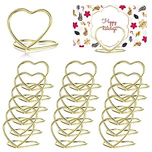 Tucnoeu 30Pcs Photo Holders for Tables Gold Heart Table Number Holder Perfect for Centerpieces, Wedding Receptions, Parties, Birthdays