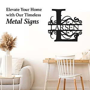 Last Name Signs for Home - Custom Family Name Sign & Personalized Metal Name Sign - Monogram Sign for Indoor or Outdoor Home & Wall Decor, Cabin, Baby Room - Housewarming & Wedding Gifts - House Decor