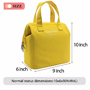 Mziart Insulated Lunch Bag Simple Bento Cooler Bag Lunch Tote Bag for Lunch Box for Women Men Adult Picnic Working Hiking Beach (Yellow)
