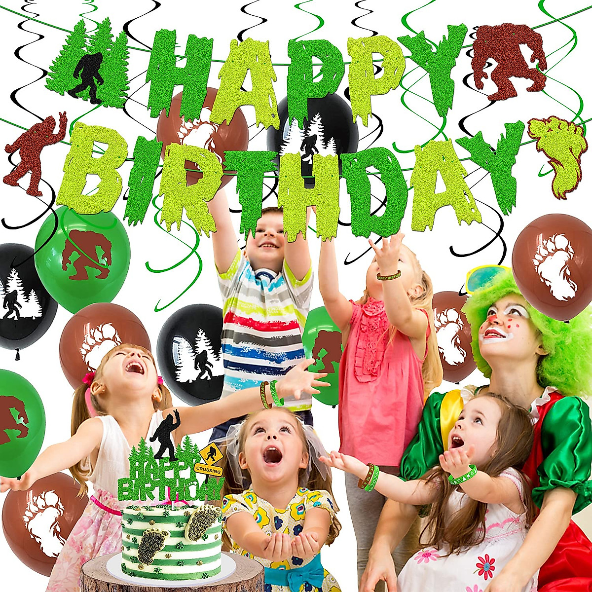 Birthday Decorations Happy Birthday Banner Cake Topper Cupcake Picks Crossing Balloons Wristbands Hanging Swirls Bday Party Supplies 69 PCS