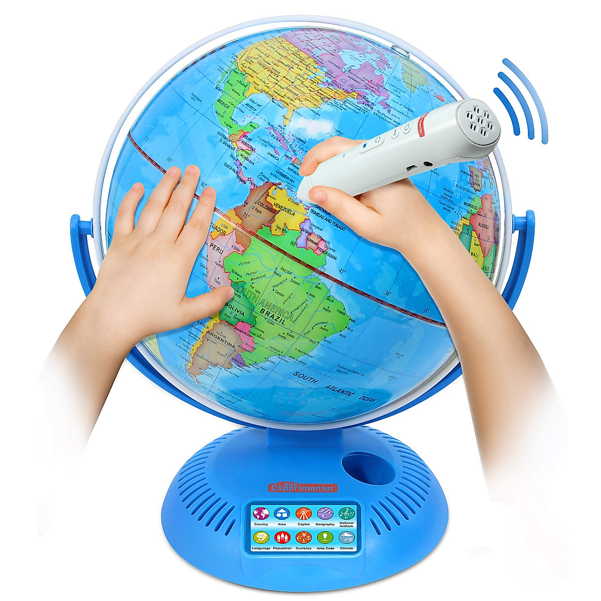 Interactive Globe for Kids with Wireless Smart Pen, 9” Globes with Stand, Learning & Education STEM Toys, Talking World Map Gift for Children, Christmas Gifts for Boys & Girls Ages 7 8-12 Years Old