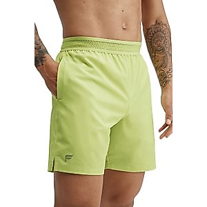 Fabletics Men's The Fundamental Short, Workout, Running, Training, Gym, Yoga, Ultra Lightweight, Athletic, 7" Inseam, M, Faded Lime