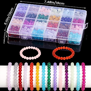St.Kunkka 600 Pcs 8mm Glass Beads for Jewelry Making DIY Crafts, 24 Colors Round Crystal Beads Bracelet Making Kit with Small Hole for DIY Bracelet Necklace Earrings (600 Pcs 8mm Glass Beads)