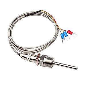 CrocSee RTD Pt100 Temperature Sensor Probe 3 Wires 2M Cable Thermocouple -58~572°F (-50-300°C) 1/2" BSP Thread