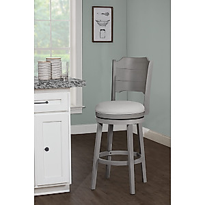 Hillsdale Clarion Wood Swivel Bar Height Stool, Distressed Gray