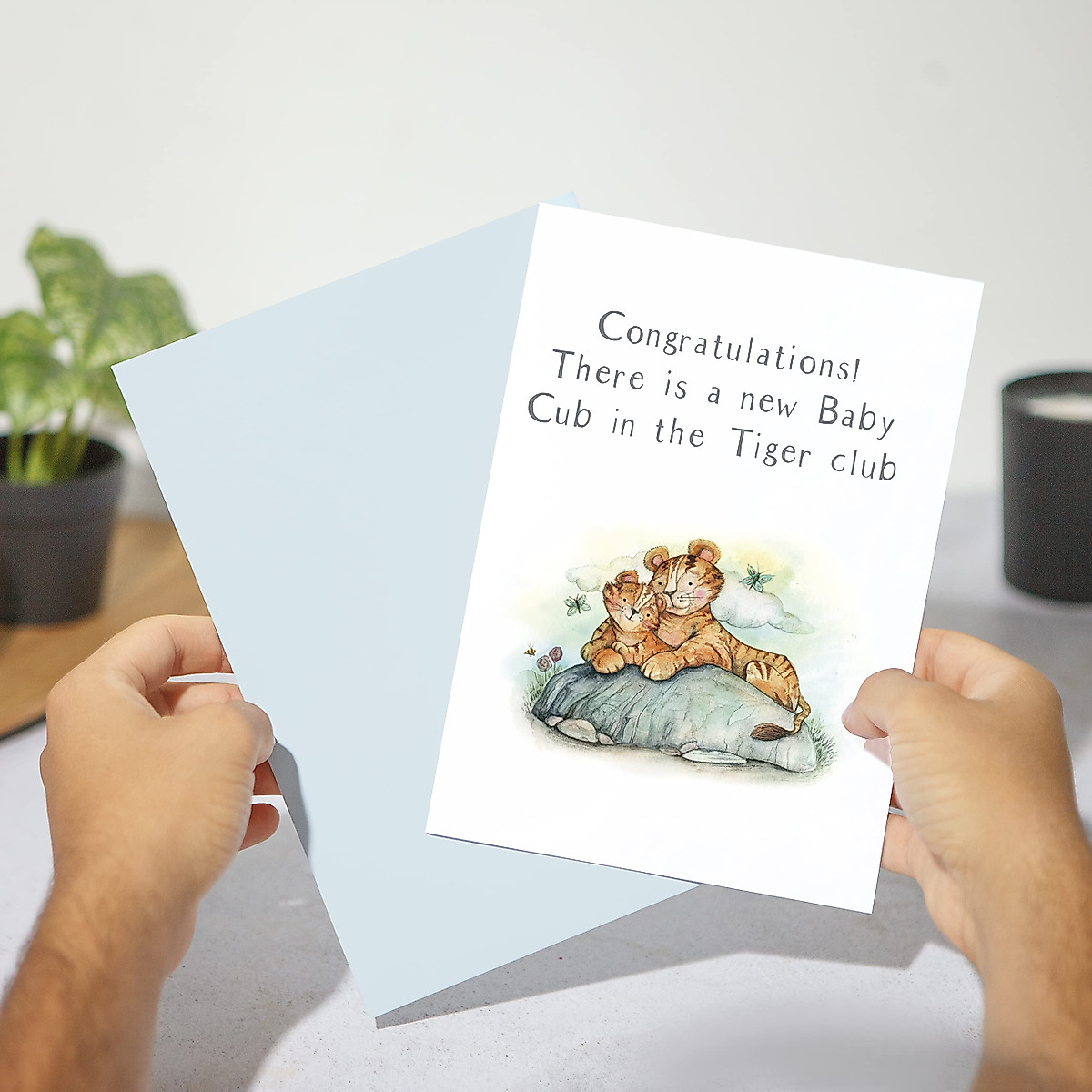Huxters Baby Boy Cards – Cute A5 Baby Girl Cards Congratulations – Elegant Hello Congratulations Baby Boy Card with Tiger Cub Design – Congratulations Baby Girl Card for New Mom