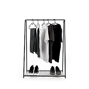VEGAINDOOR United Style Single Shelf Clothes Rack, Metal Clothing Rack with Shelves, Clothing Racks for Hanging Clothes, Sturdy Organizer for Clothes ,Heavy Duty Garment Rack ,Gold ,Black ,White Colours (Black)