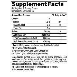 Nordic Naturals Zero Sugar Ultimate Omega Gummy Chews, Tropical Fruit, 54 Gummies, Supports Heart, Brain, and Immune Health, Non-GMO, Vegetarian, 27 Servings