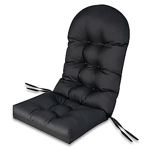 Giantex Patio Adirondack Chair Cushion - 49” x 23” High Back Rocking Chair Cushion w/Fixing Straps, Durable & Fade Resistant, 5” Thick Tufted Seat Pad for Indoor & Outdoor Chairs (Black, 1)